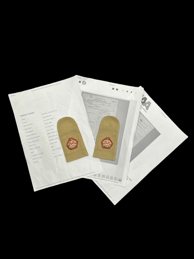 WW2 AIF Rank Slides – Issued to Major BUNTINE VX111297 | Allied Militaria